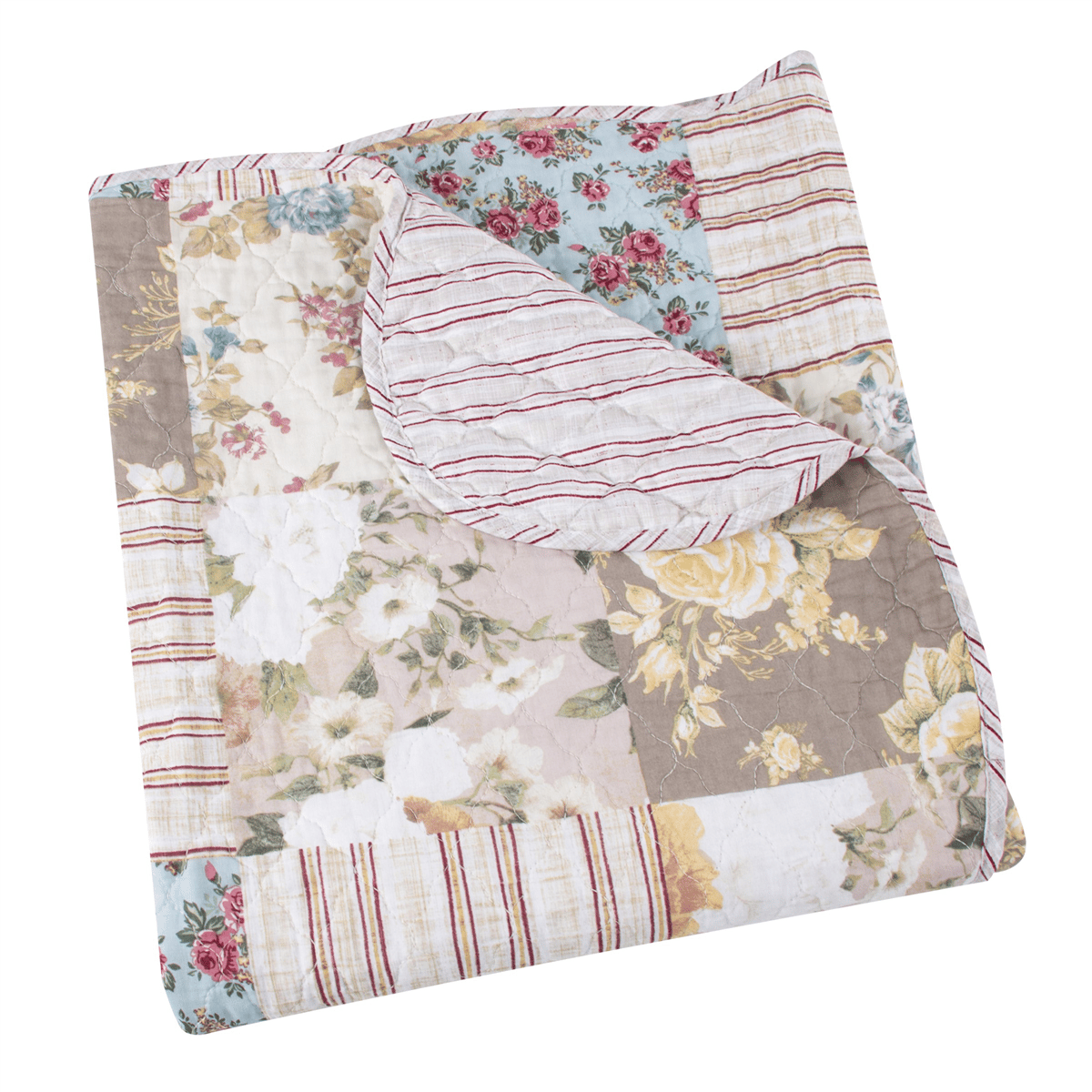 Greenland Home Fashions Cotton Reversible Quilted Throw  50 x 60 - Multi French Country