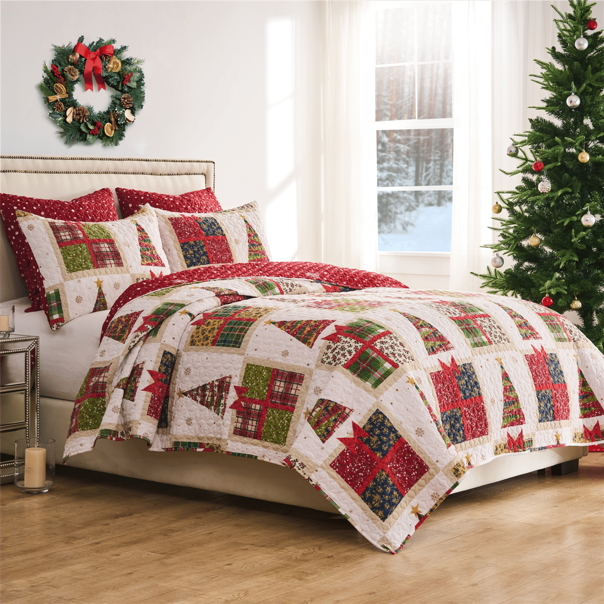 Greenland Home Fashions(tm) Deck the Halls Festive Quilt Set