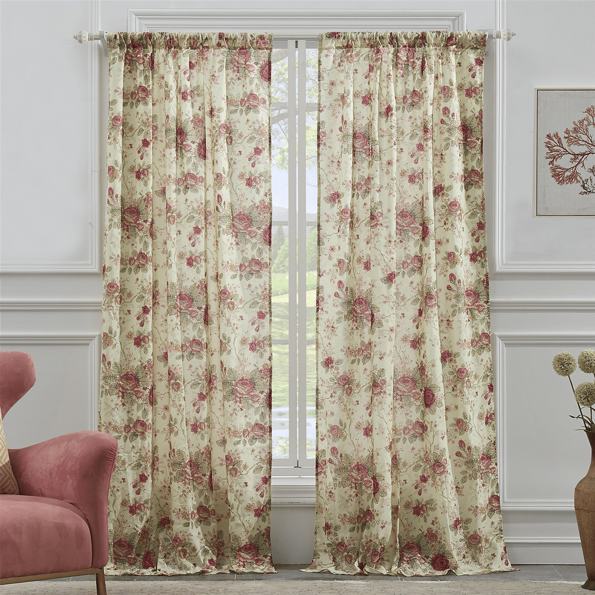 Click here for Greenland Home Fashions(tm) Antique Rose 2pc. Curt... prices