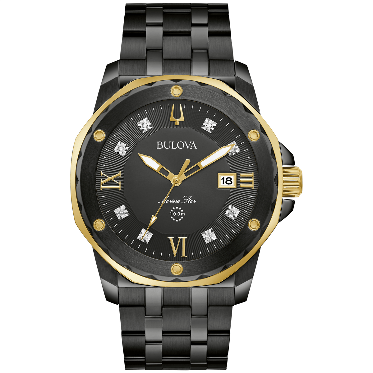 Click here for Mens Bulova Marine Star Black IPS Diamond Accent W... prices