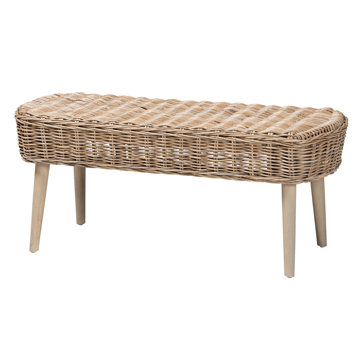 Raisa Rattan Bench  One Size  Gray