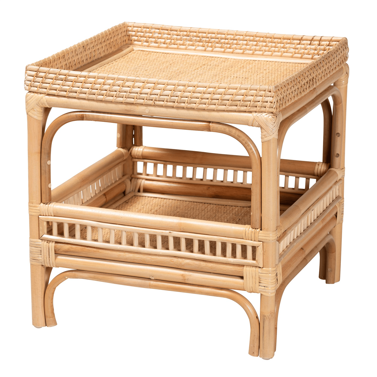 Lombok Rattan End Table  One Size  White