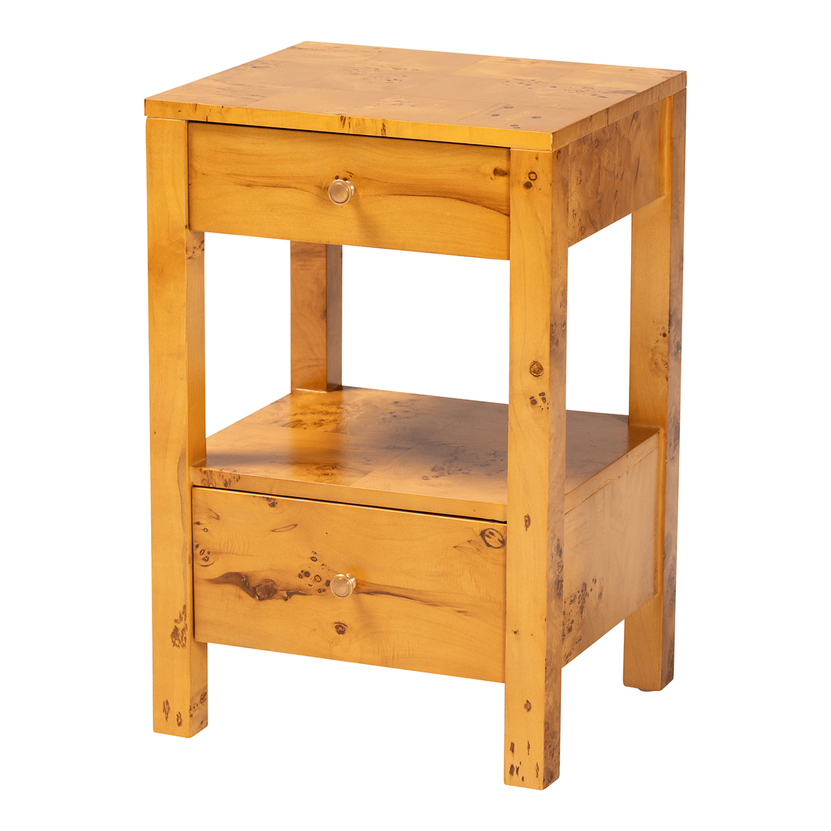 Click here for bali & pari Azmi Modern Real Burl Wood 2-Drawer Ni... prices