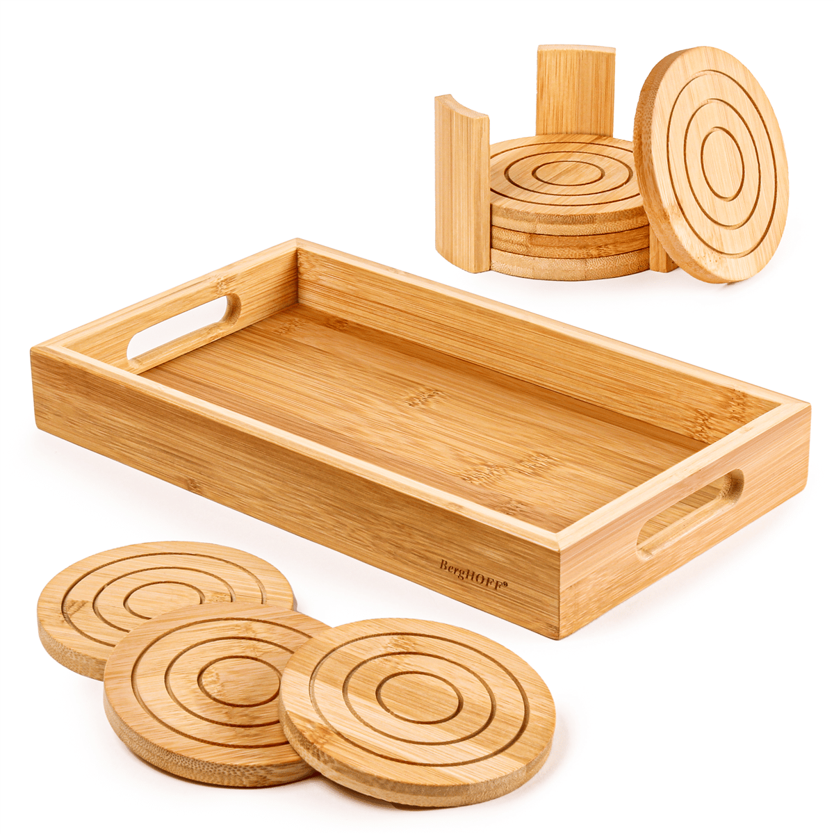Click here for BergHOFF Bamboo 8pc. Serving Tray with Coasters Se... prices