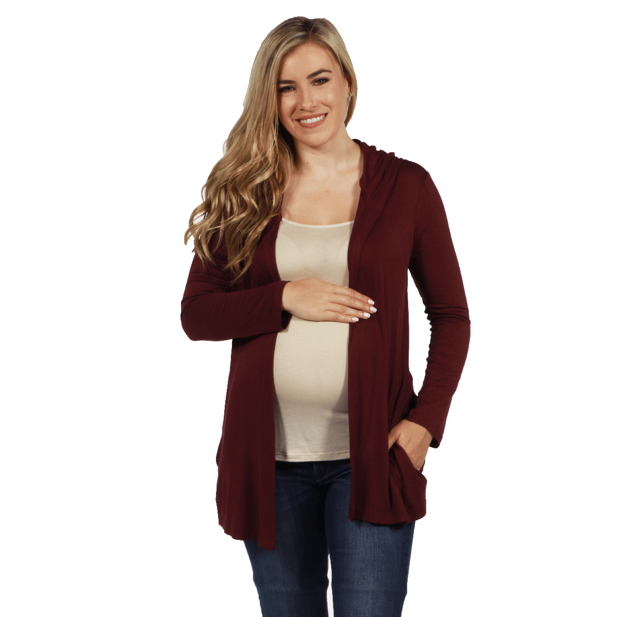 Click here for Plus Size 24/7 Comfort Apparel Hooded Maternity Ca... prices