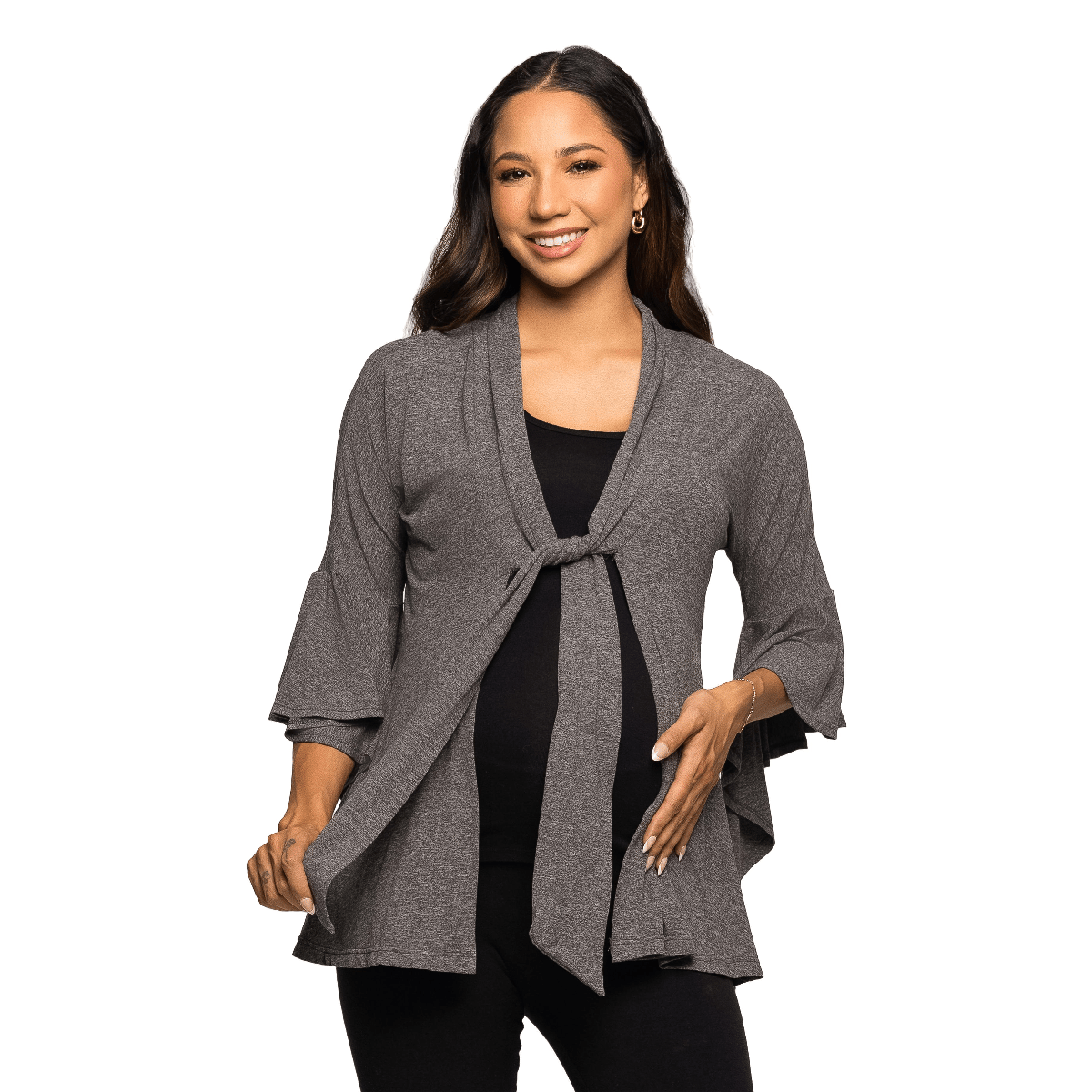 Click here for Womens 24/7 Comfort Apparel Tie Front Maternity Ca... prices