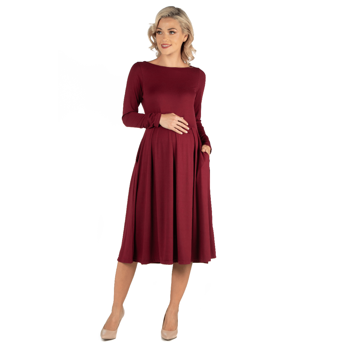 Click here for Plus Size 24/7 Comfort Apparel Solid Maternity Mid... prices