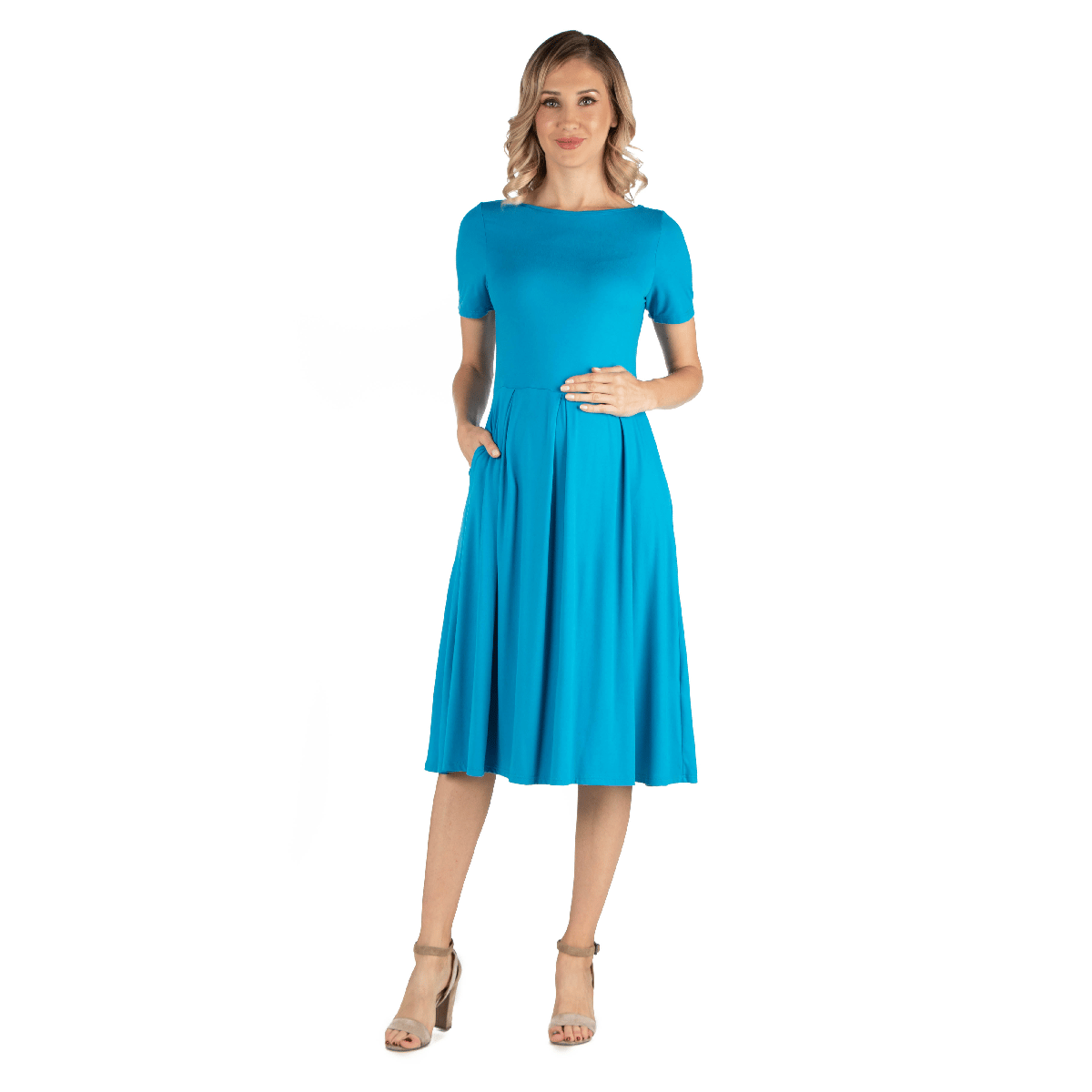Click here for Womens 24/7 Comfort Apparel Solid Maternity A-Line... prices