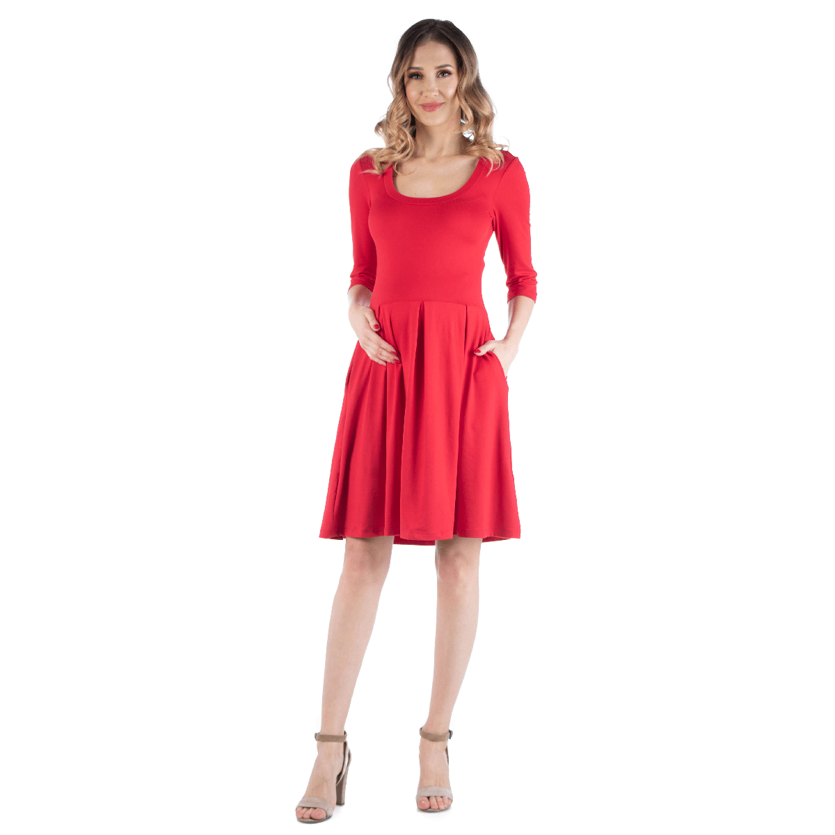 Click here for Womens 24/7 Comfort Apparel Solid Fit & Flare Mate... prices