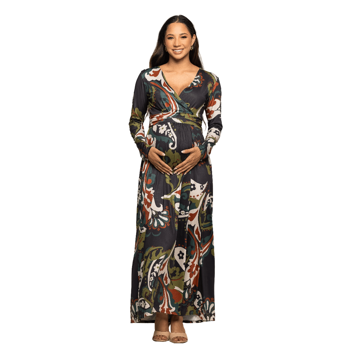 Click here for Plus Size 24/7 Comfort Apparel Paisley Wrap Matern... prices