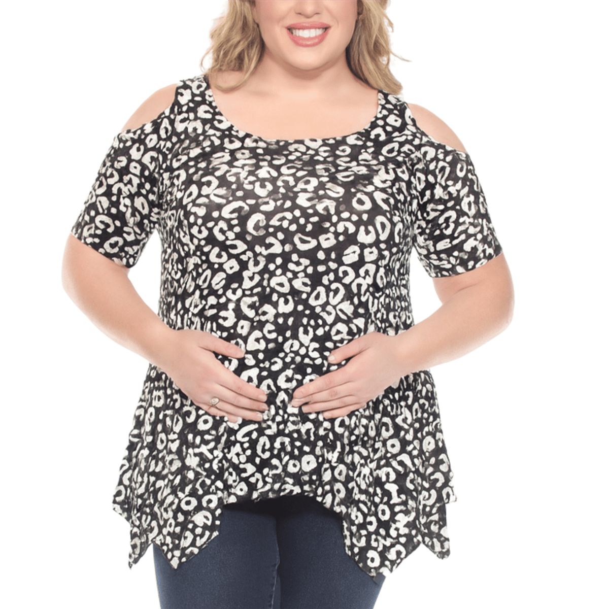 Click here for Womens White Mark Cold Shoulder Leopard Maternity... prices