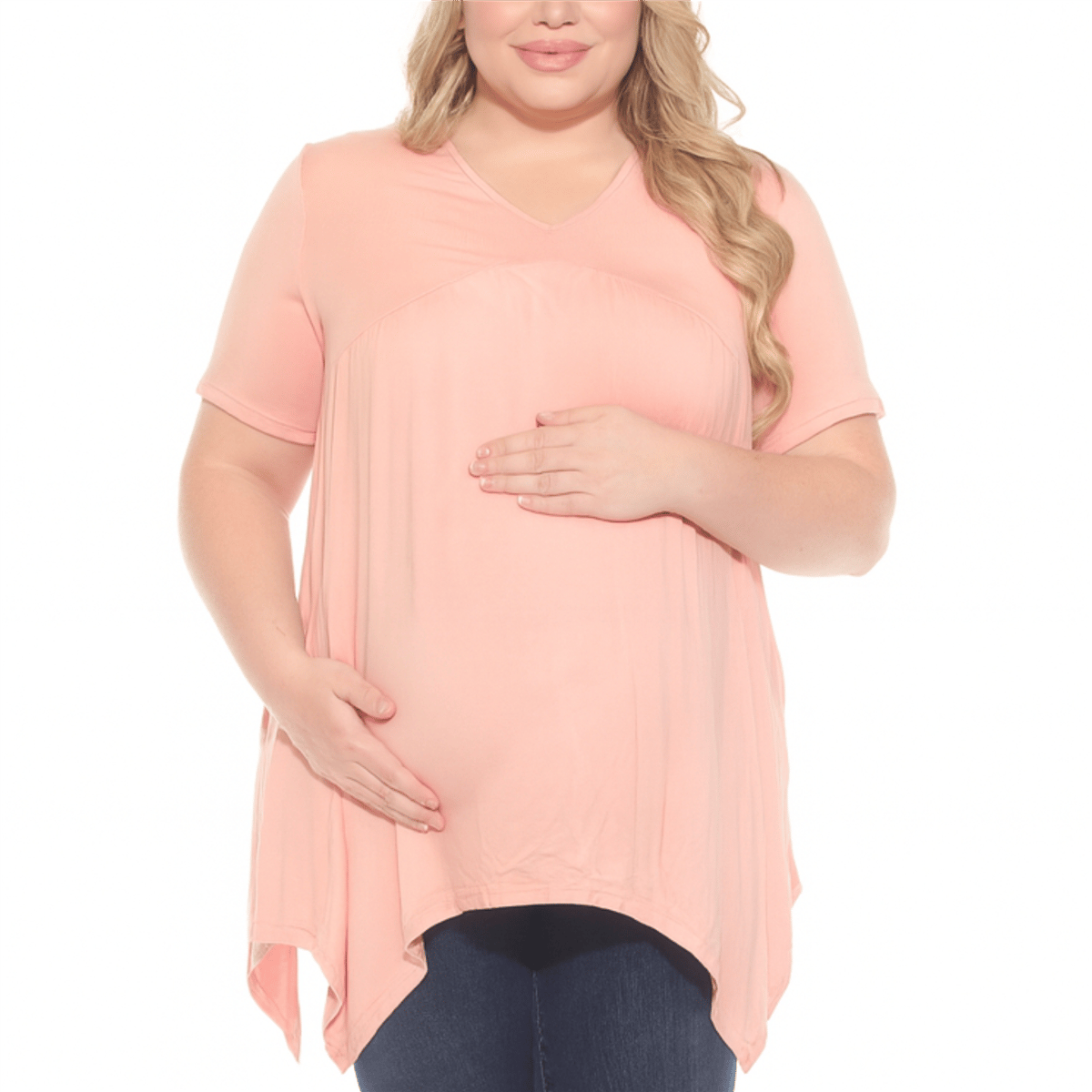 Click here for Plus Size White Mark Short Sleeve Shirred Maternit... prices