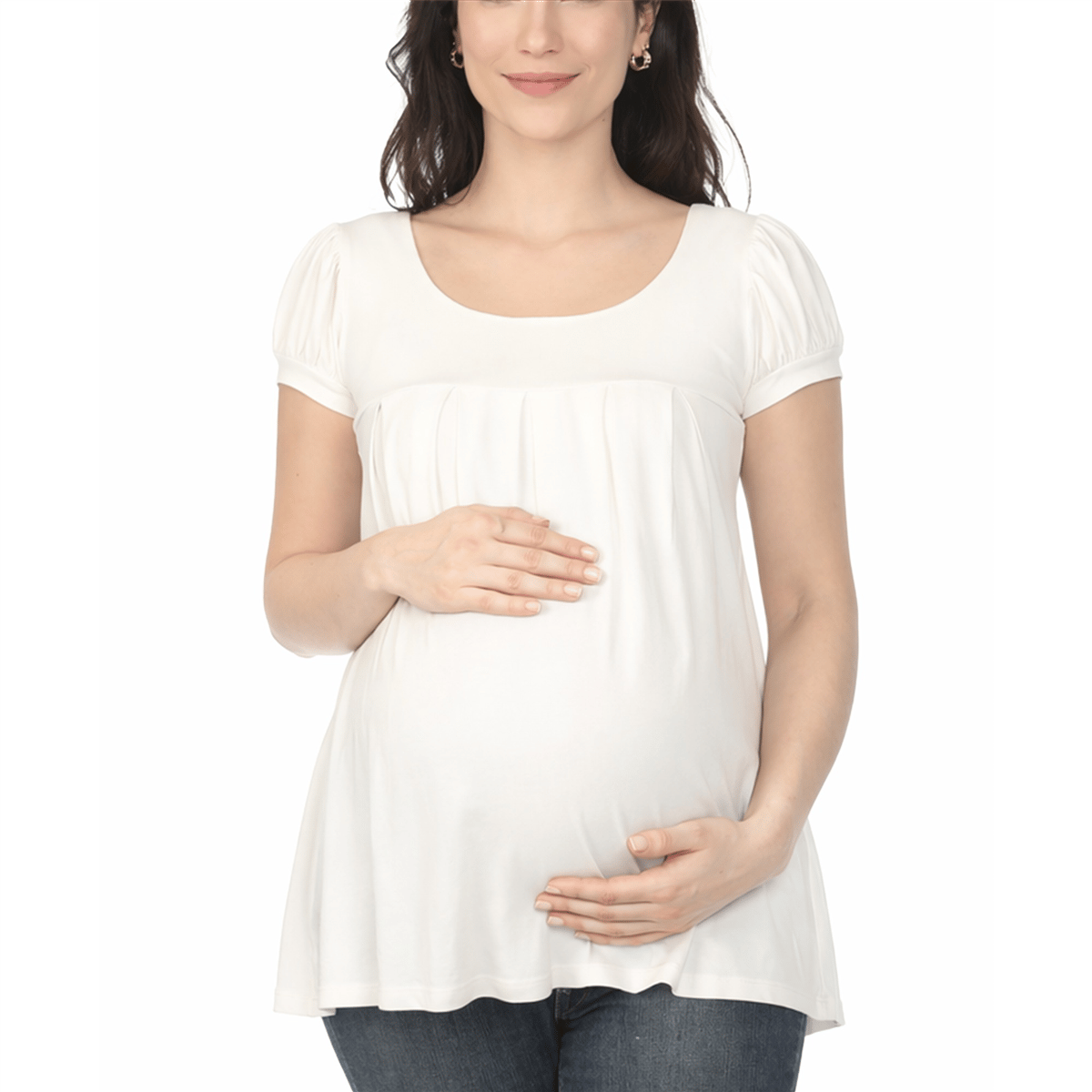 Click here for Plus Size White Mark Short Sleeve Solid Maternity... prices