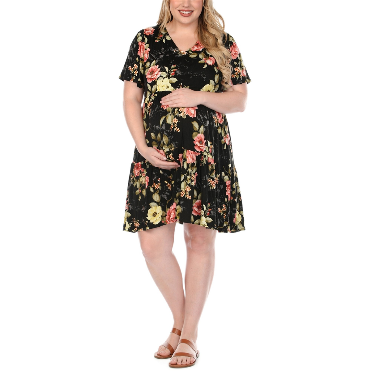 Click here for Plus Size White Mark Short Sleeve Floral Maternity... prices