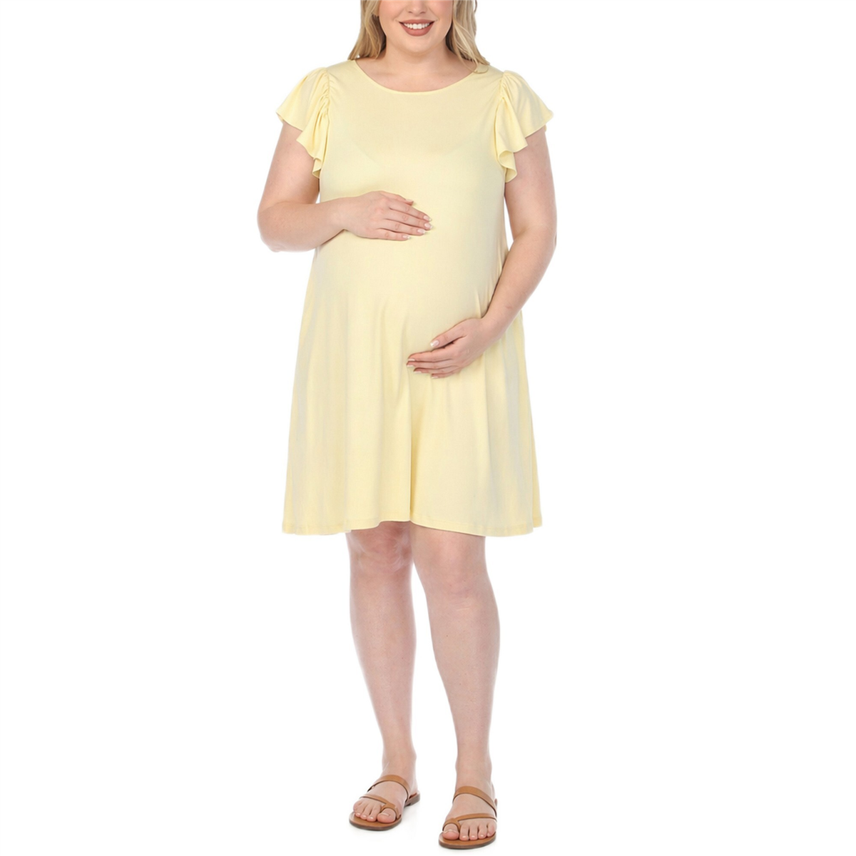 Click here for Plus Size White Mark Flutter Sleeve Solid Maternit... prices