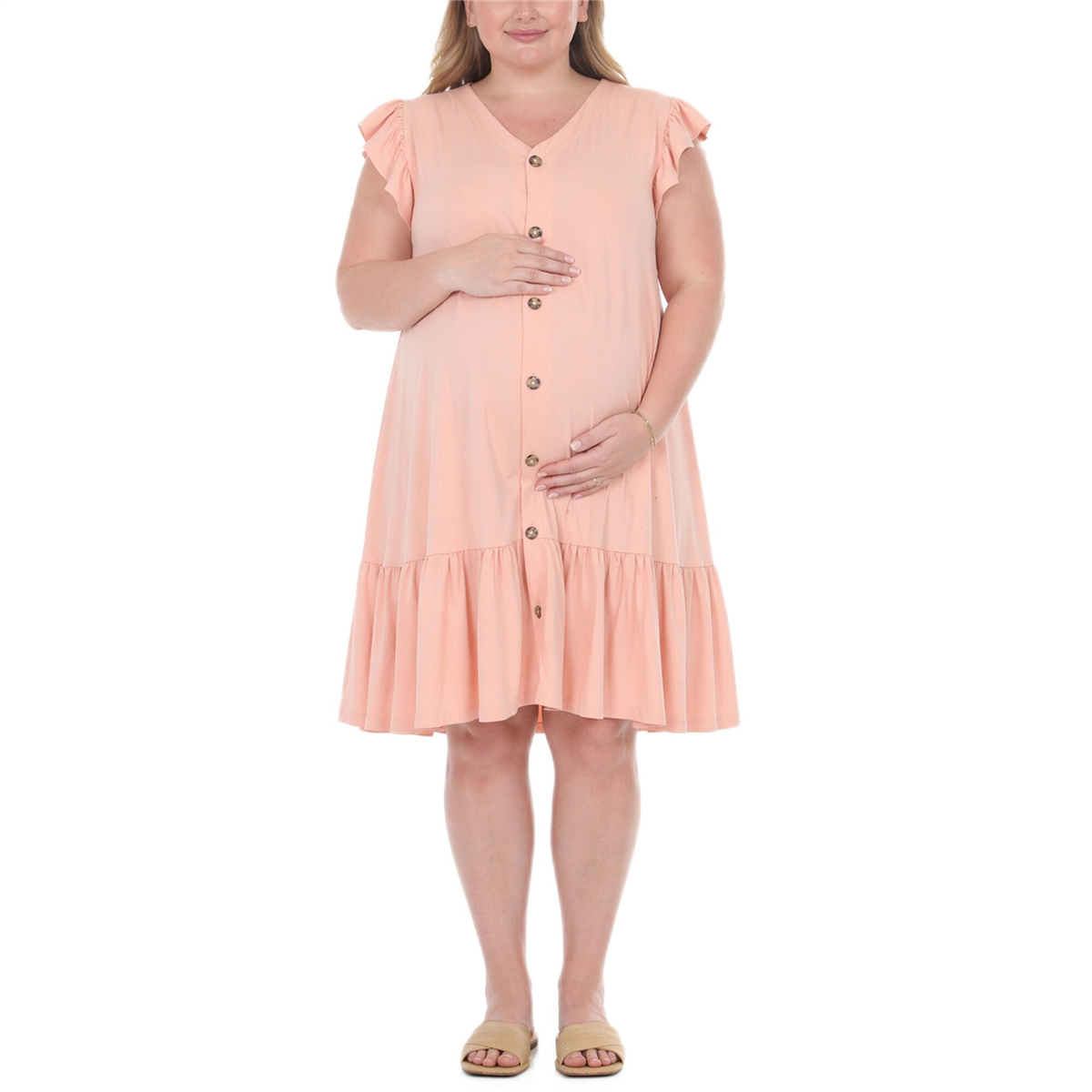Click here for Plus Size White Mark Cap Sleeve Solid Maternity Sh... prices
