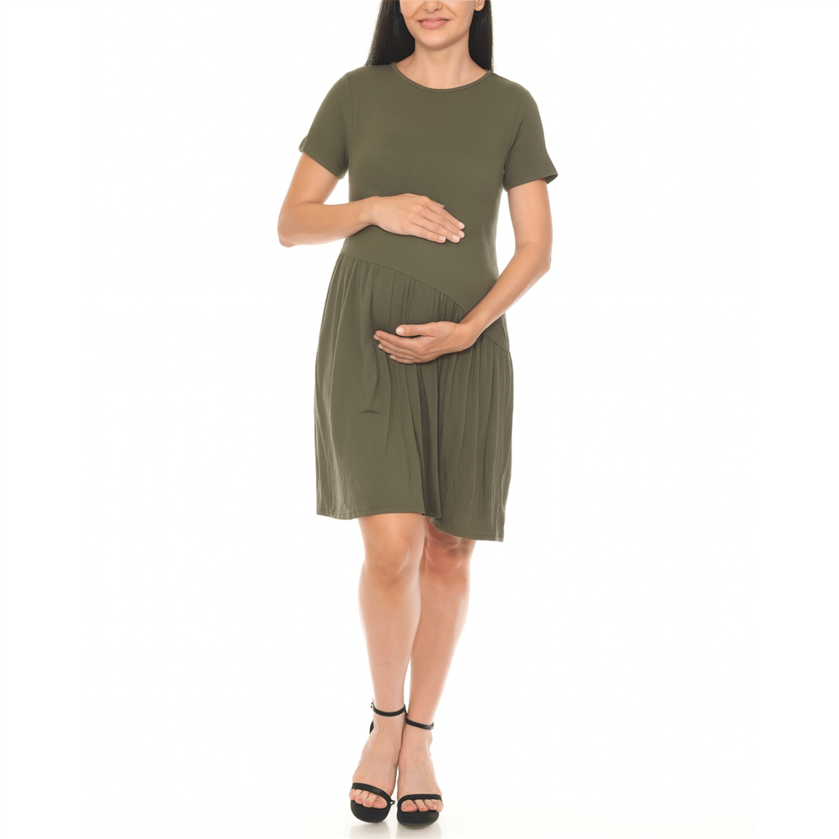 Click here for Plus Size White Mark Asymmetrical Waist Maternity... prices