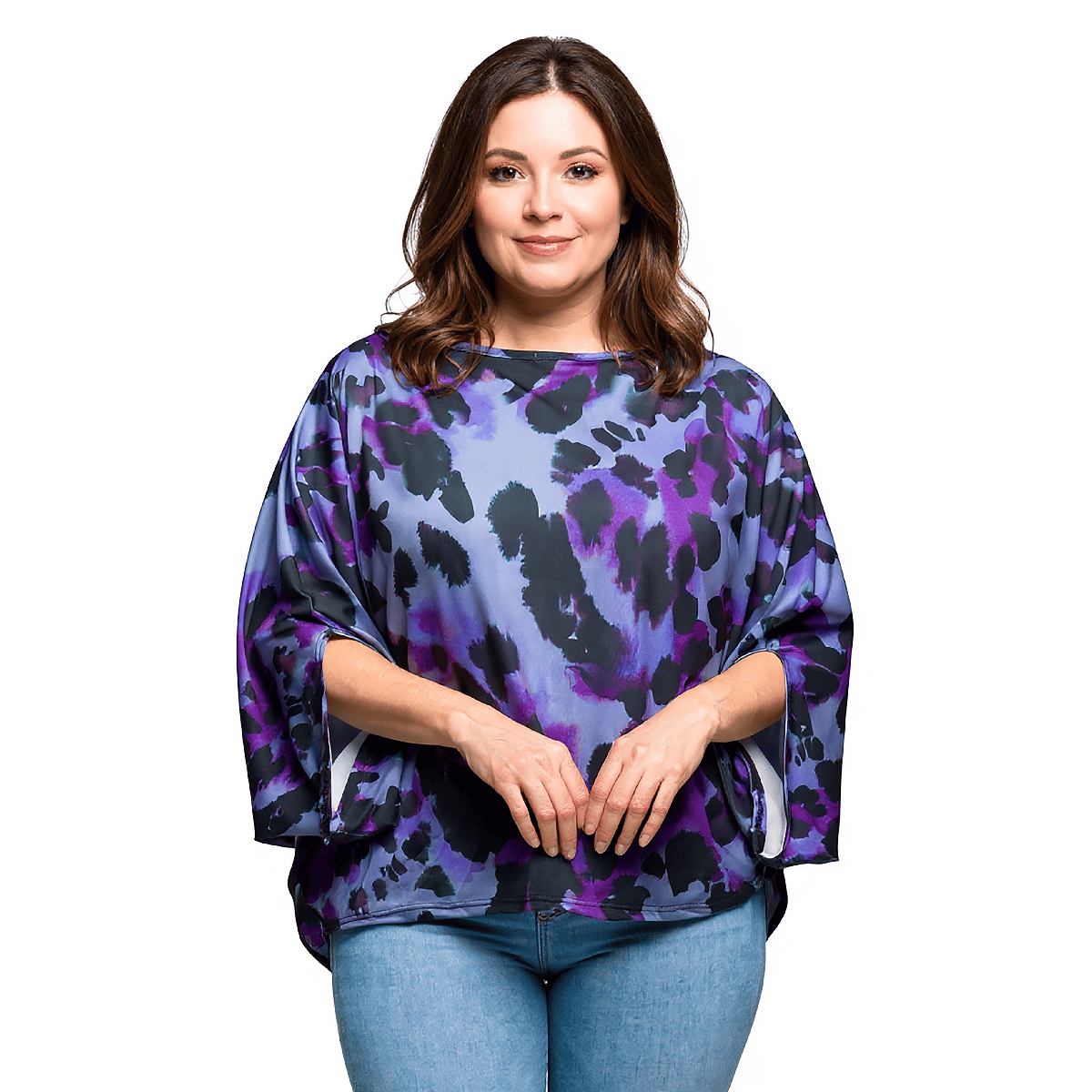 Click here for Plus Size 24/7 Comfort Apparel Purple Animal Boat... prices
