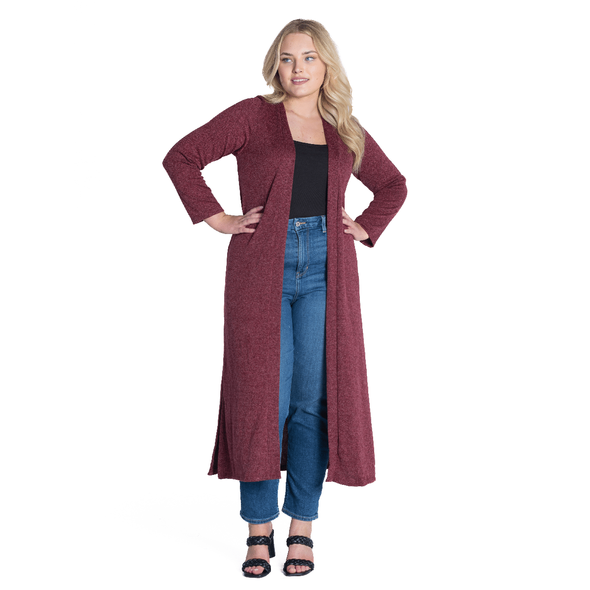 Click here for Plus Size 24/7 Comfort Apparel Long Duster Open Fr... prices