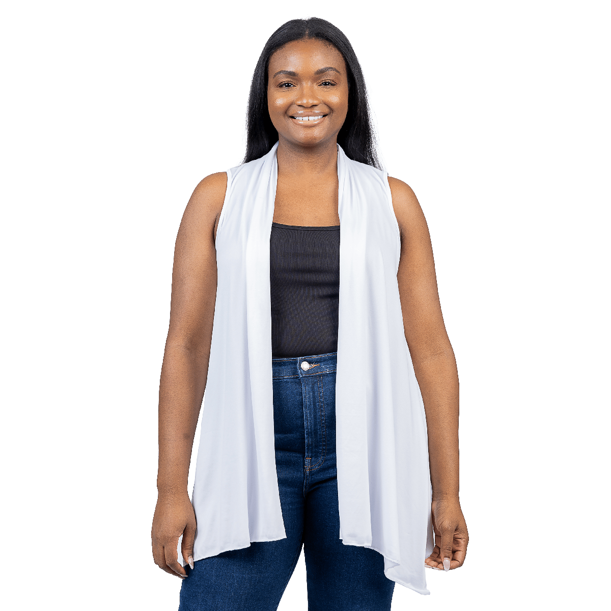 Click here for Plus Size 24/7 Comfort Apparel Asymmetric Open Fro... prices