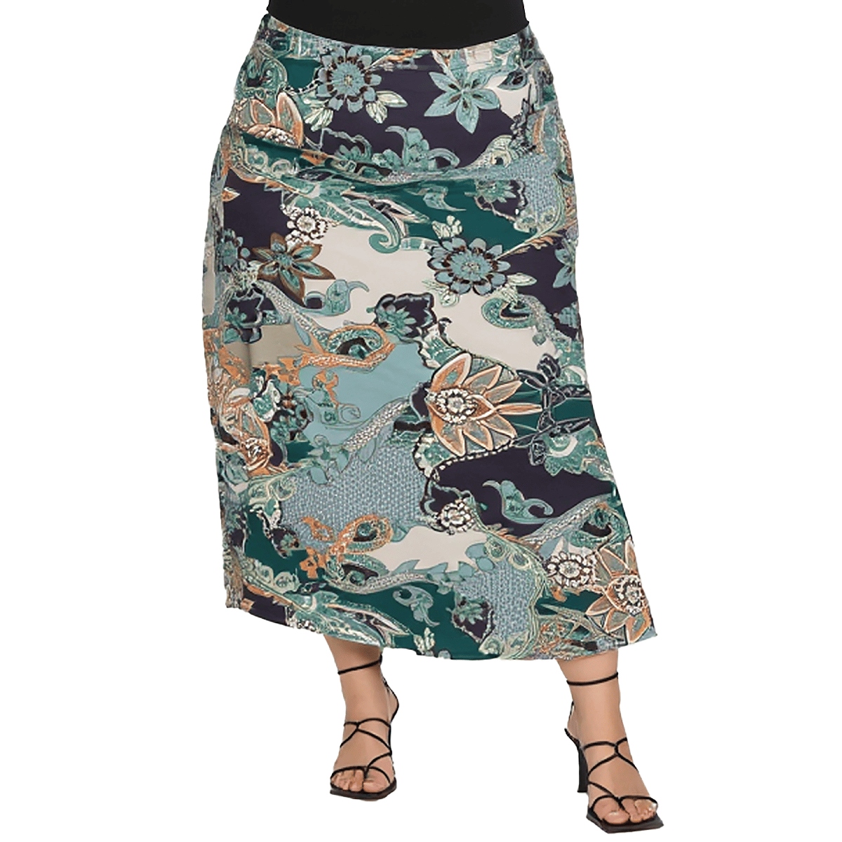 Click here for Plus Size 24/7 Comfort Apparel Green Paisley Maxi... prices