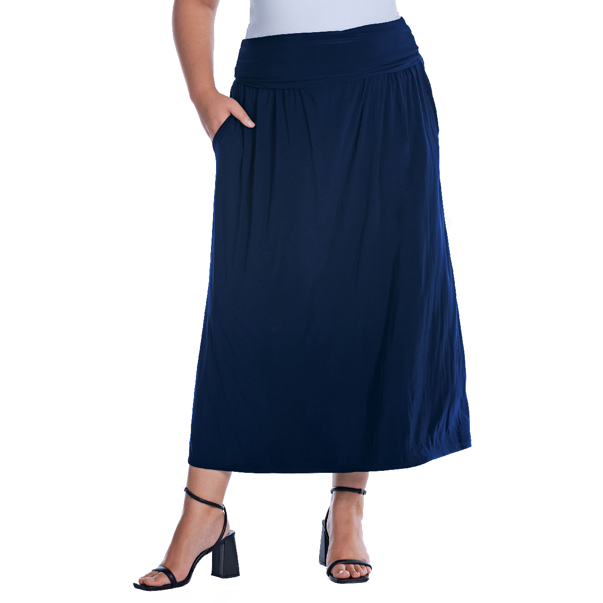 Click here for Plus Size 24/7 Comfort Apparel Pockets Maxi Skirt prices