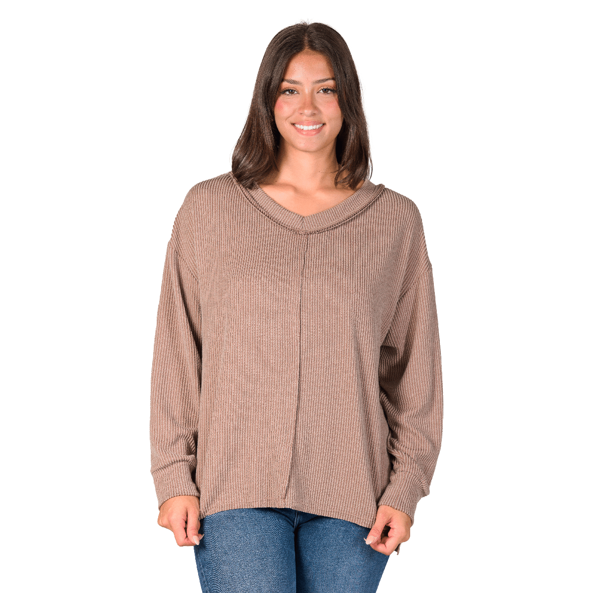 Click here for Womens 24/7 Comfort Apparel Relaxed Fit Ribbed Kni... prices