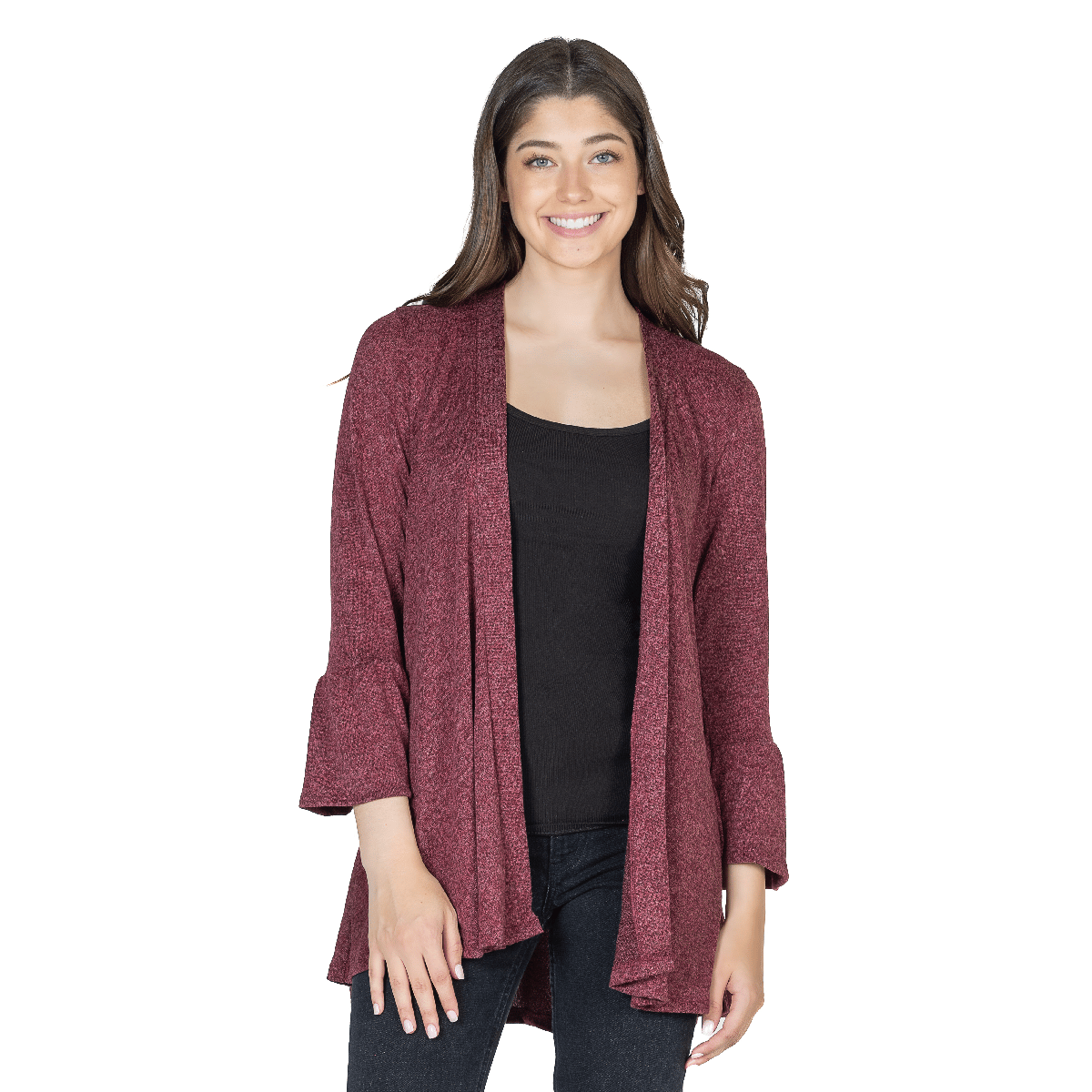 Click here for Womens 24/7 Comfort Apparel Knit 3/4 Bell Sleeve O... prices