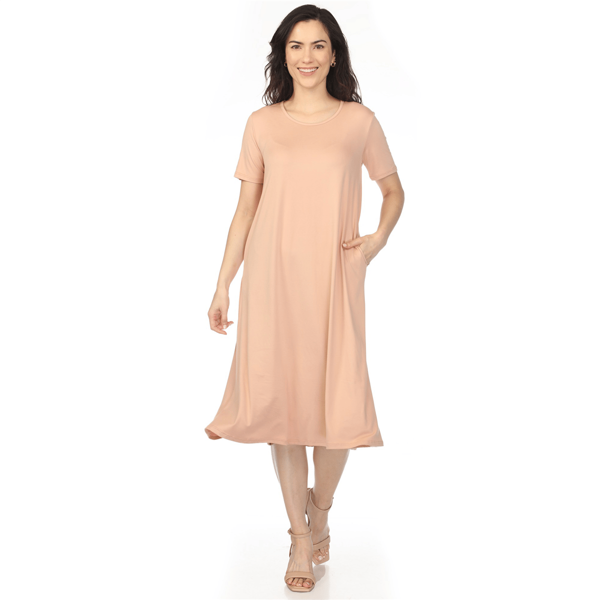 Click here for Womens White Mark Round Neck T-Shirt Shift Dress prices