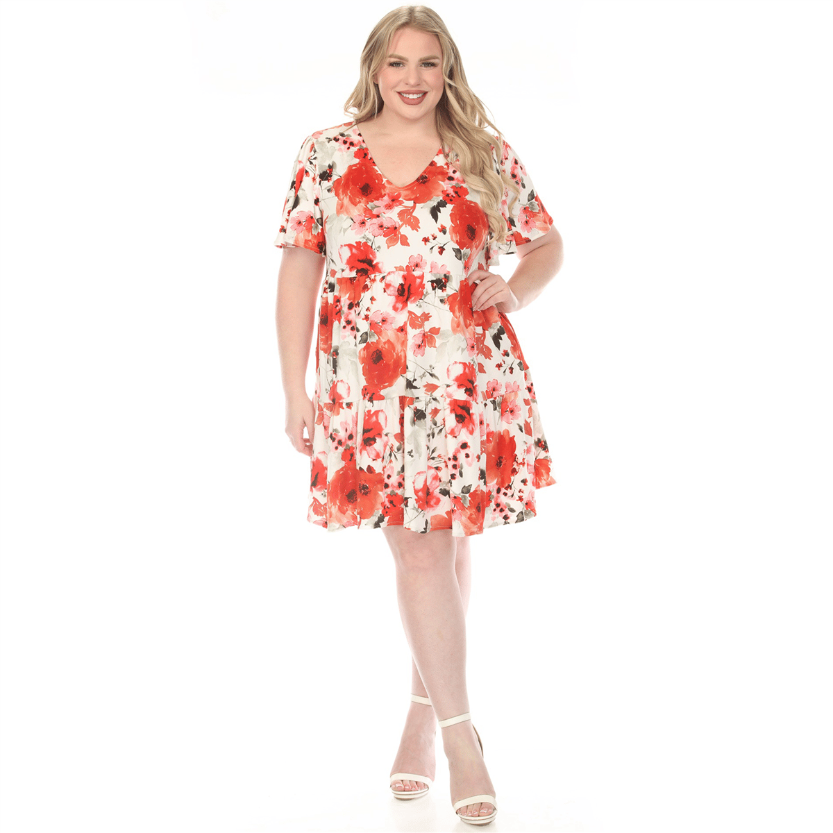Click here for Plus Size White Mark Short Sleeve Vintage Floral A... prices