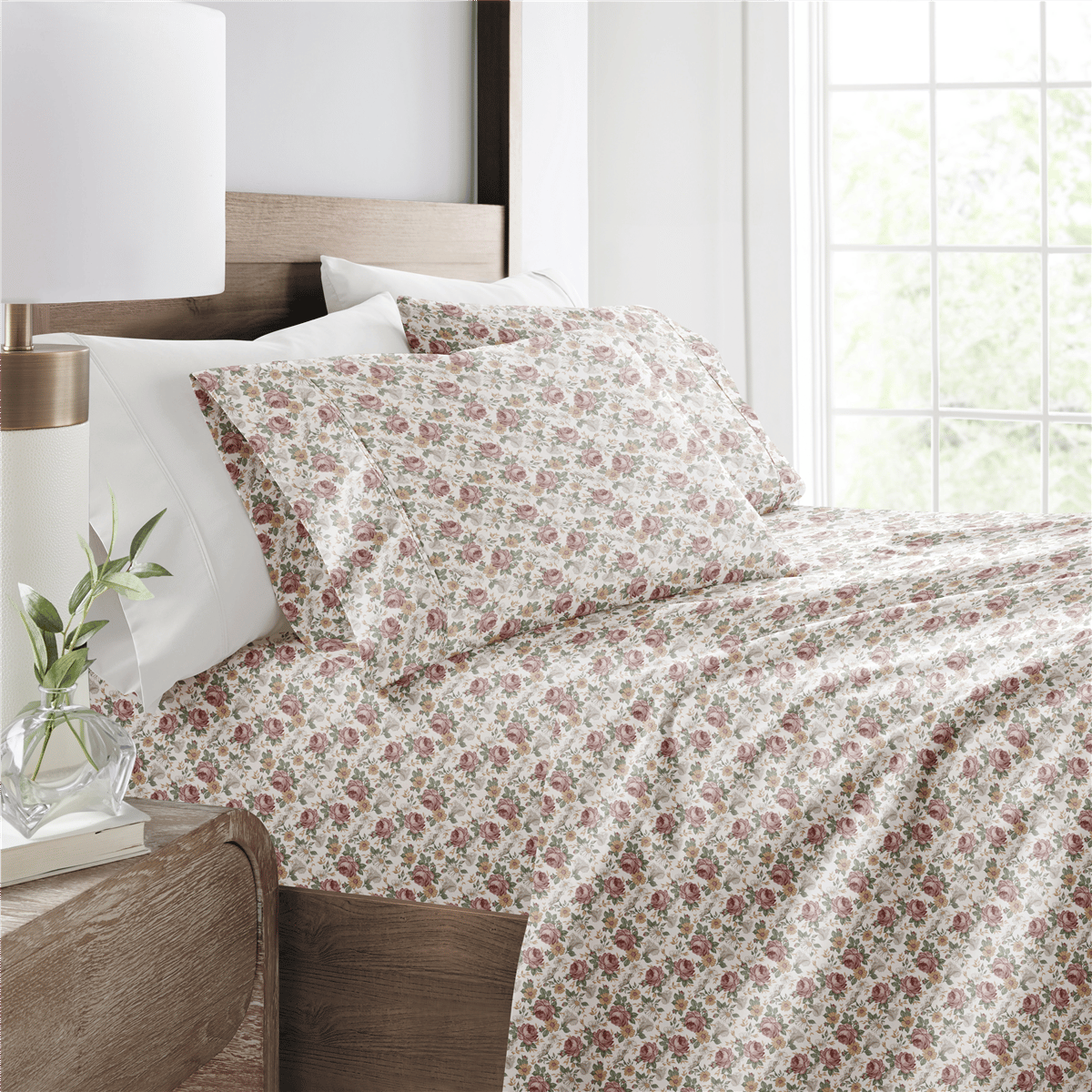ienjoy Home Delicate Blossoms 4-p.c. Sheet Set  Queen - Rose