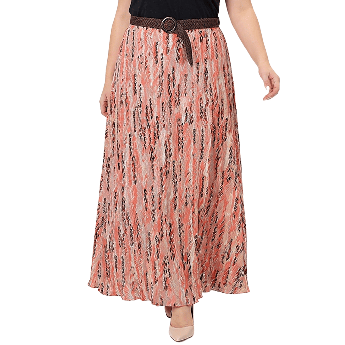 Click here for Plus Size NY Collection Peach Belt Waist Abstract... prices