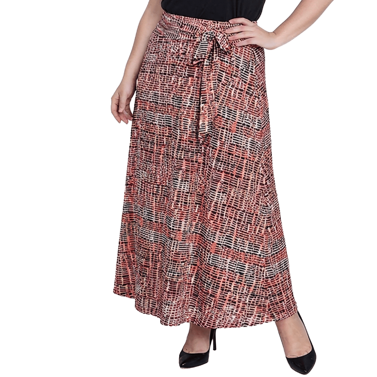 Click here for Plus Size NY Collection Abstract Tie Waist Maxi Sk... prices