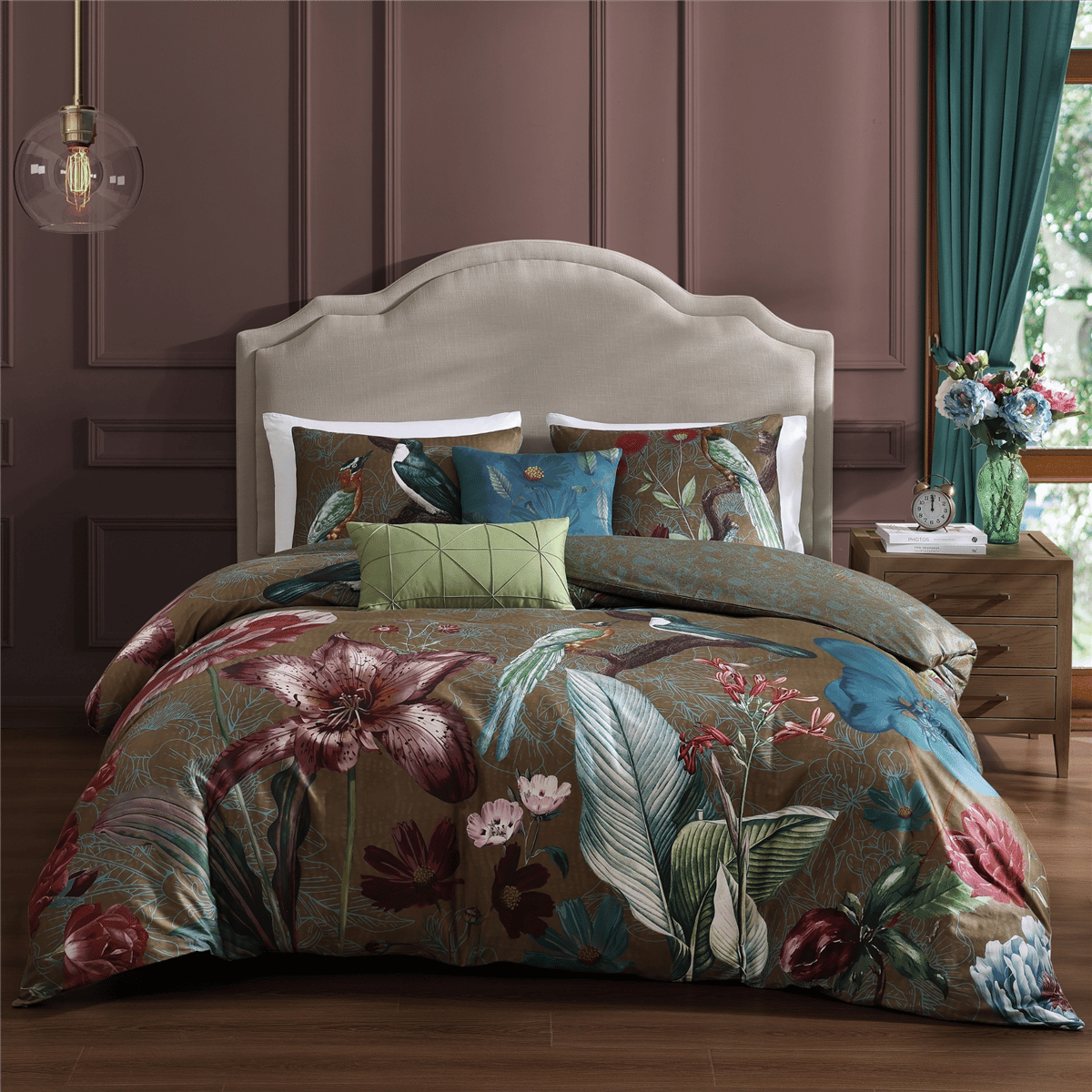 Click here for Bebejan Birds on Chocolate Brown 5pc. Reversible C... prices