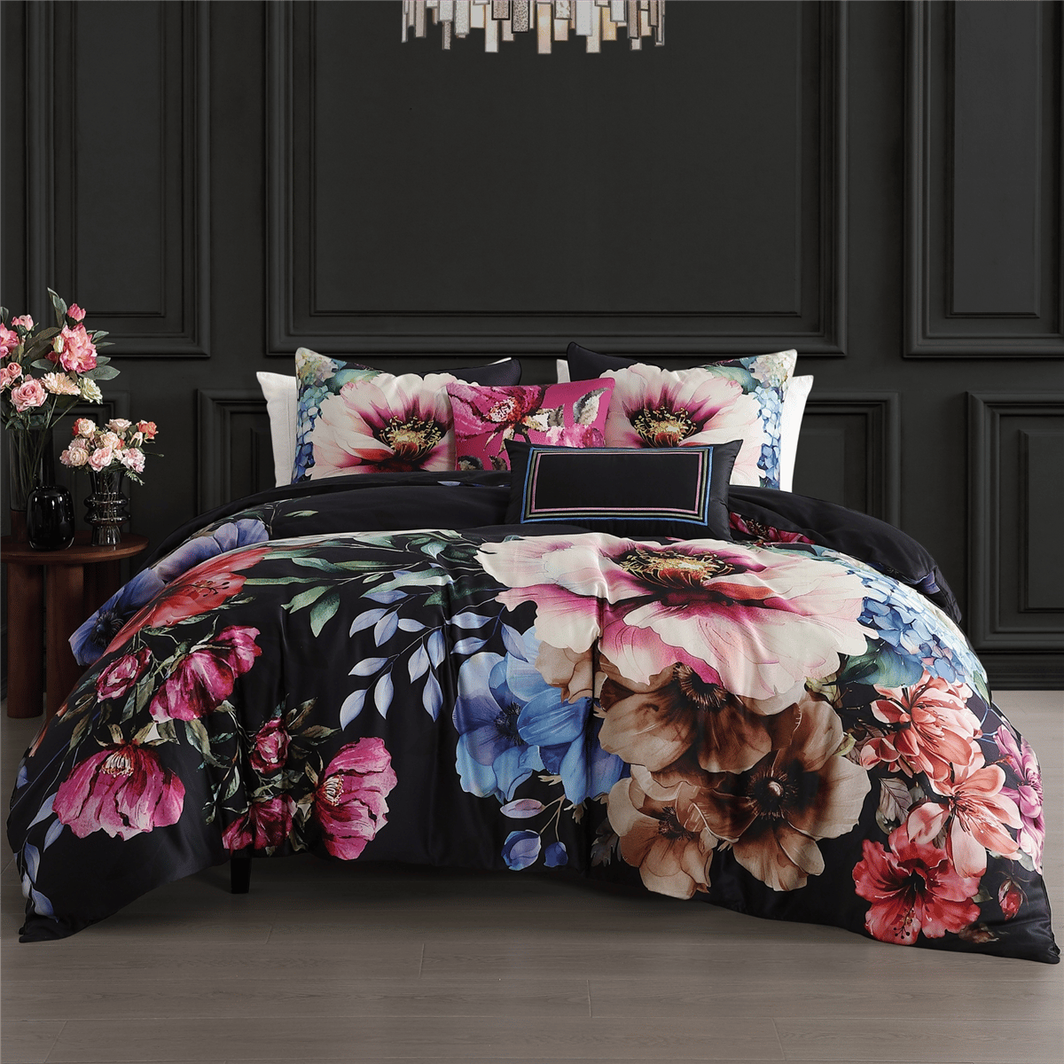 Click here for Bebejan Black Night Poppies Bedding 100 Cotton Sat... prices
