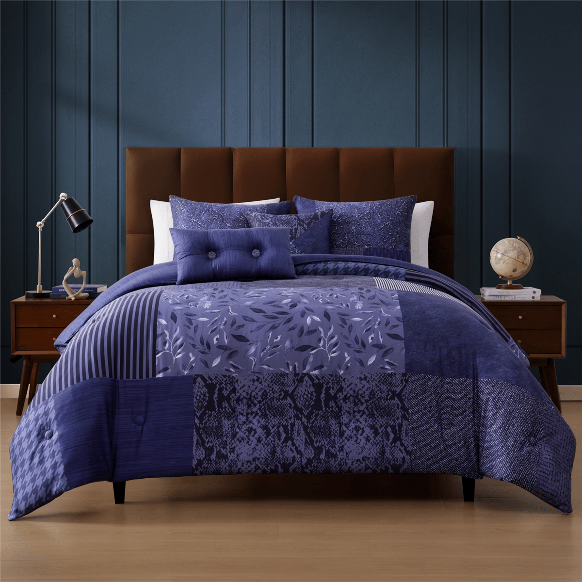 Click here for Bebejan Blue Denim Patchwork 5pc. Reversible Comfo... prices