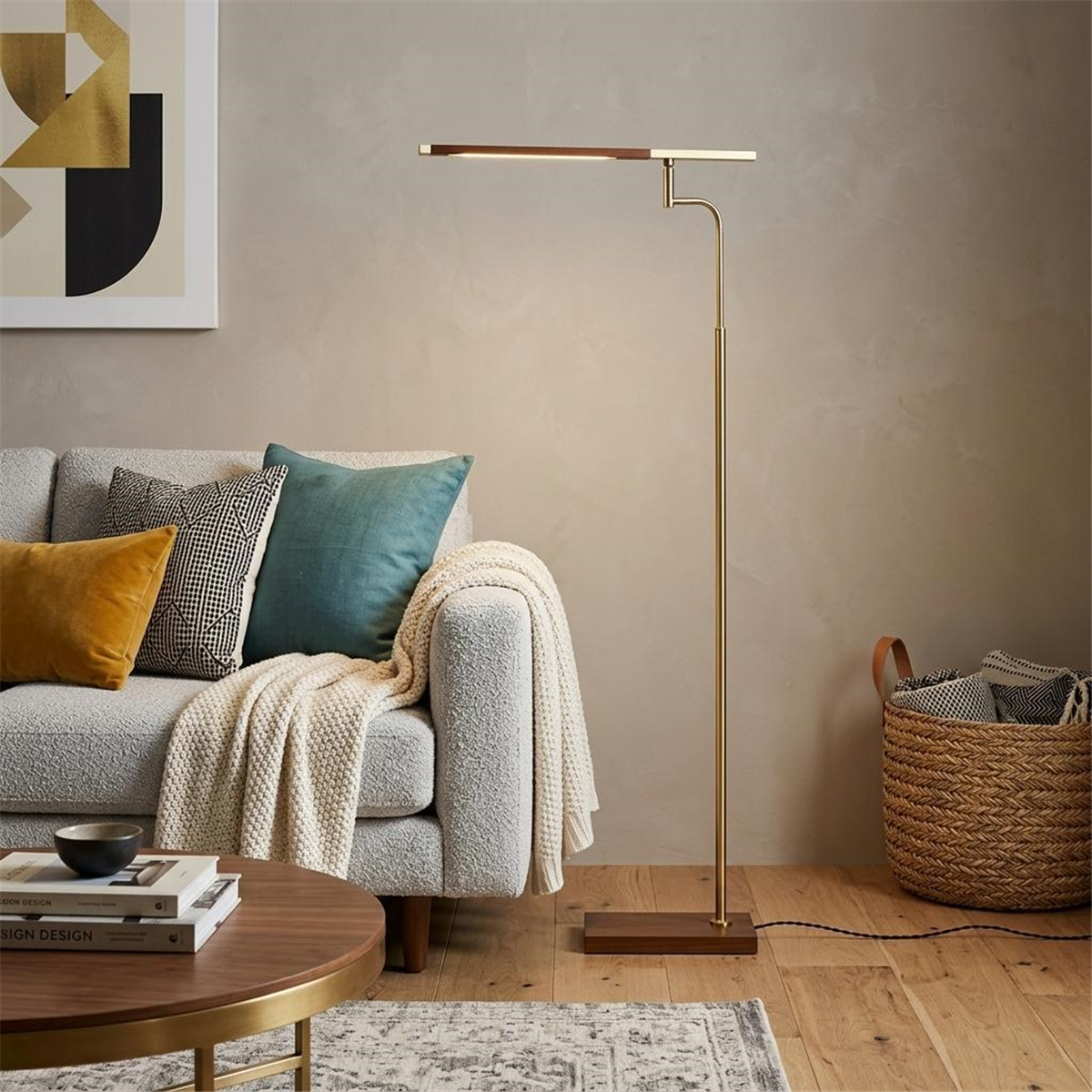 Click here for HomeRoots 63in. Brown LED Task Floor Lamp prices
