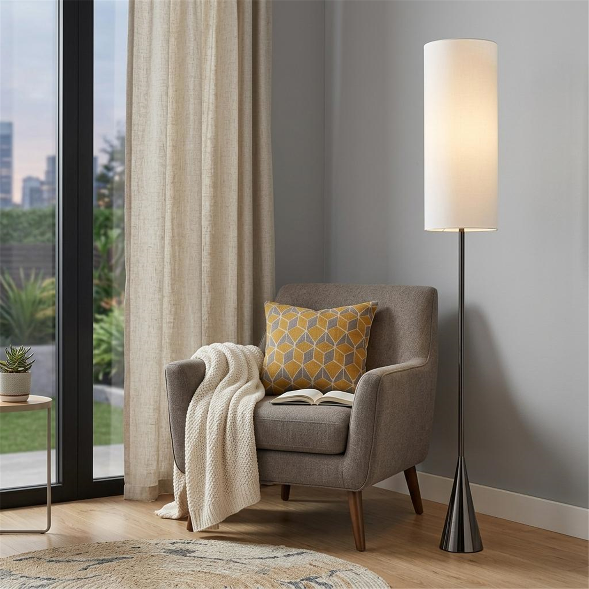 Click here for HomeRoots 74in. Black Floor Lamp with White Fabric... prices