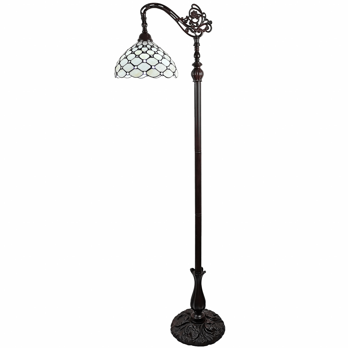 Click here for HomeRoots 62in. Brown Metal Floor Lamp with Glass... prices