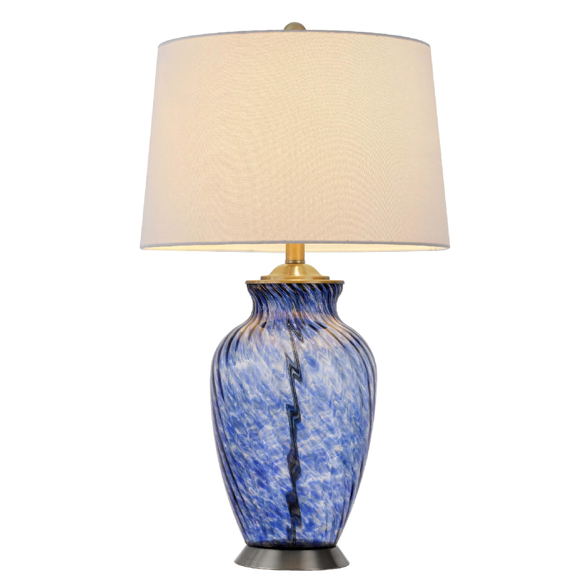 Click here for HomeRoots 28in. Blue Swirl Glass Table Lamp with E... prices