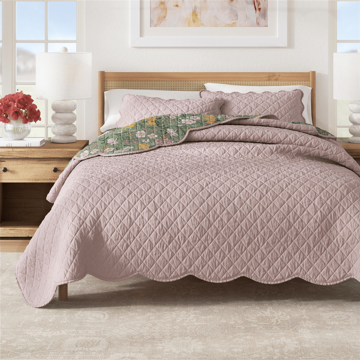 Click here for Freshfolds Floral Printed Scalloped Cotton Quilt S... prices