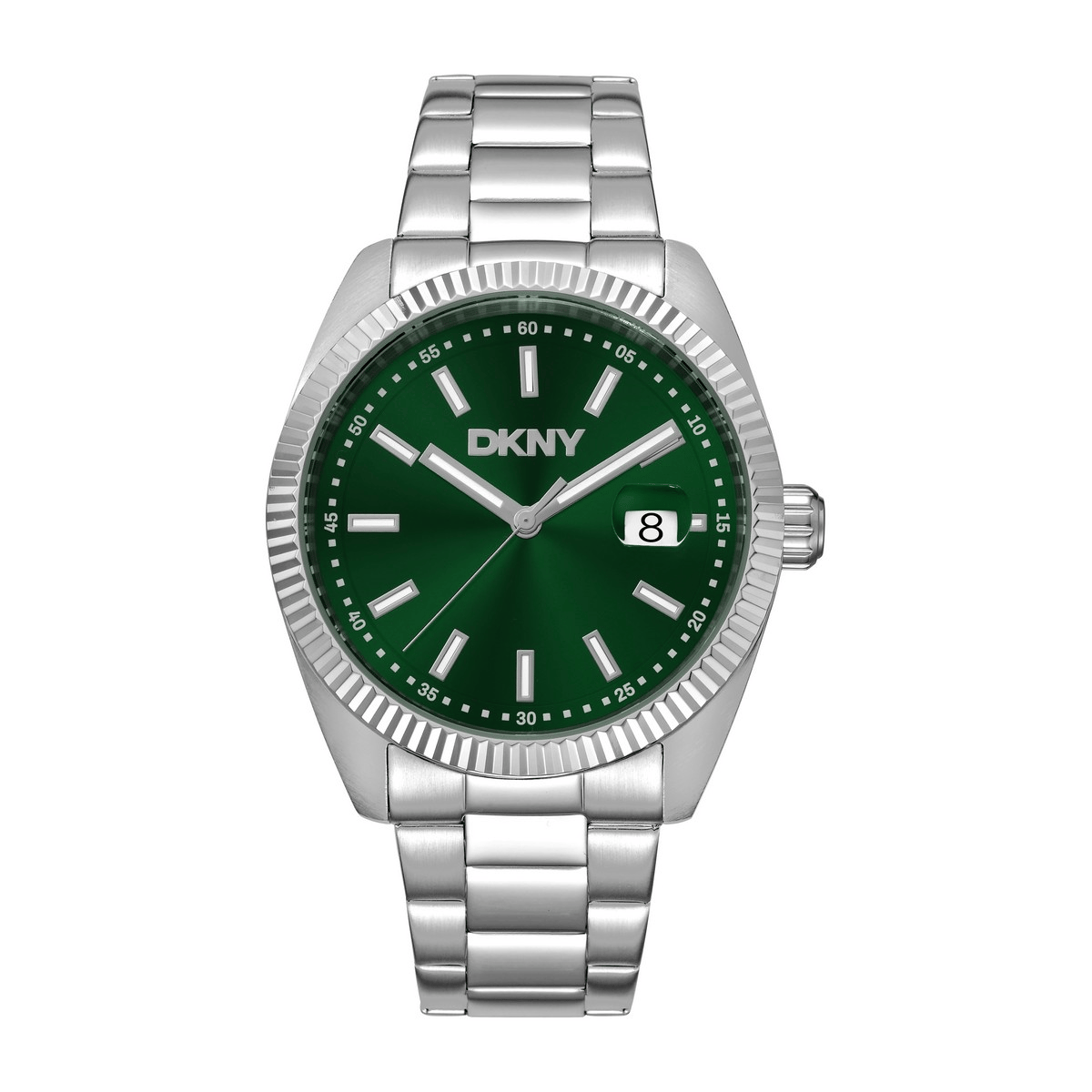 Click here for Mens DKNY Date Fluted Bezel Stainless Steel Watch... prices