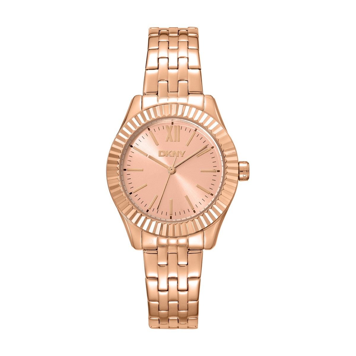 Click here for Womens DKNY Fluted Bezel Rose-Gold Tone Watch - DK... prices