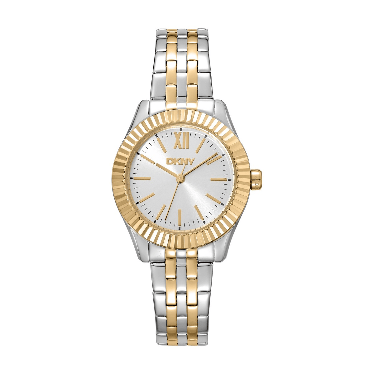 Click here for Womens DKNY Fluted Bezel Two-Tone Gold Watch - DK1... prices