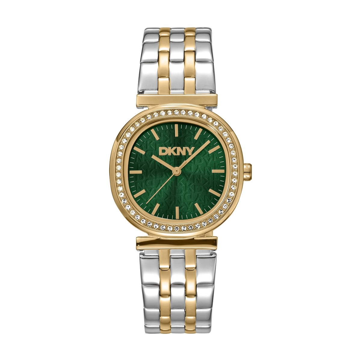 Click here for Womens DKNY Crystal Bezel Two-Tone Green Dial Watc... prices