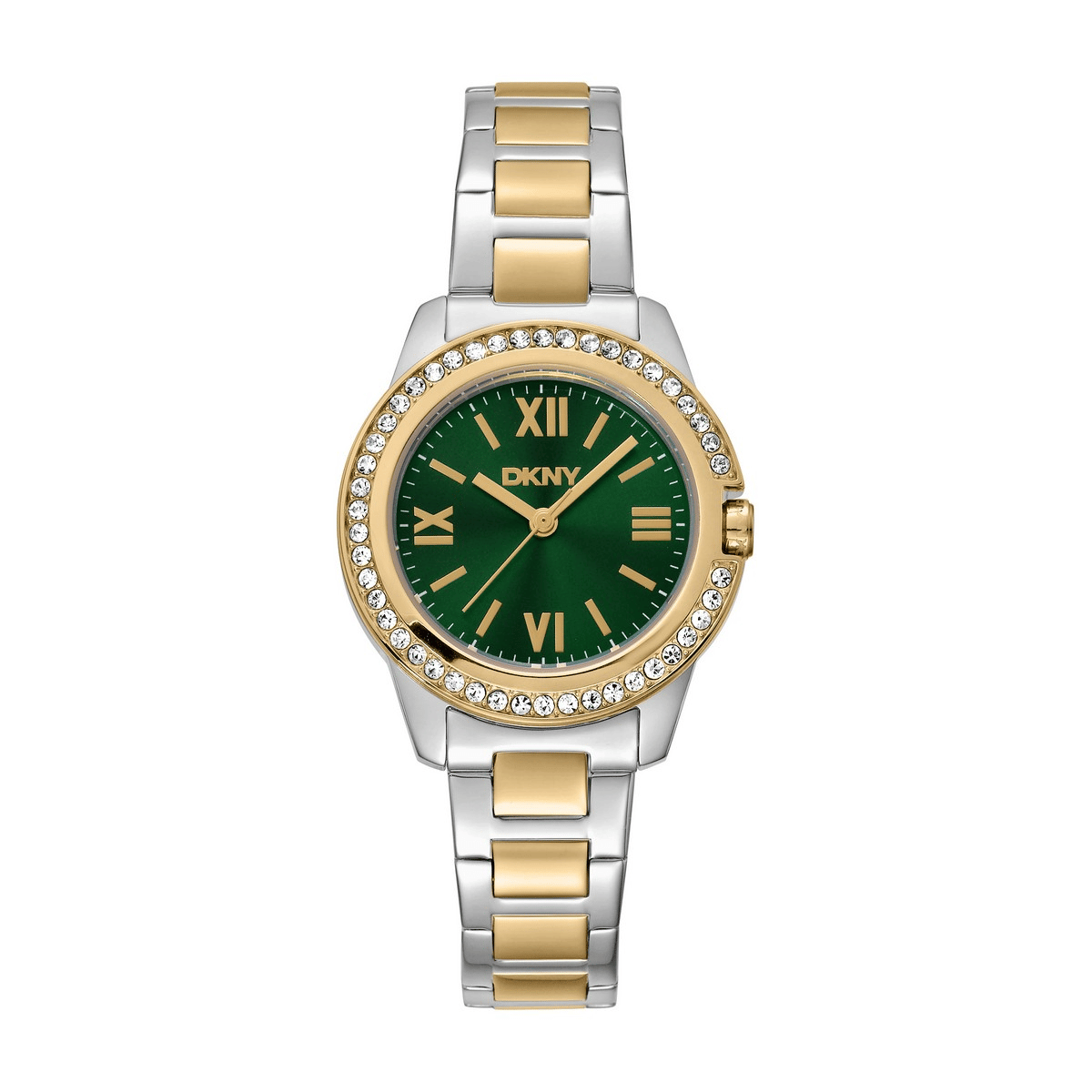 Click here for Womens DKNY Crystal Bezel Two-Tone Green Dial Watc... prices