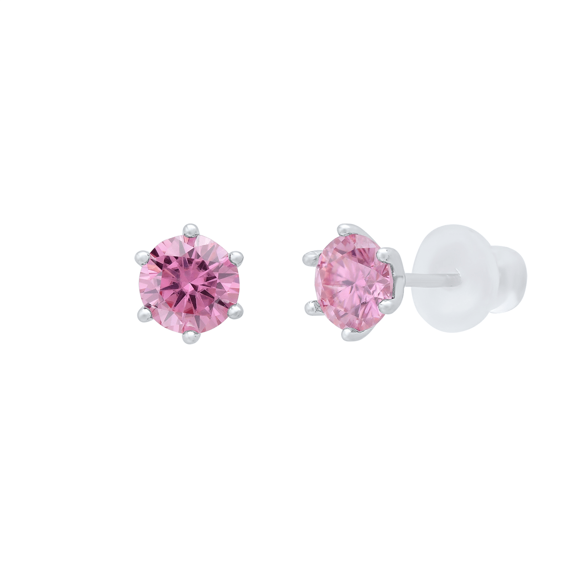 Click here for Saffron Sterling Silver Pink Moissanite Diamond St... prices