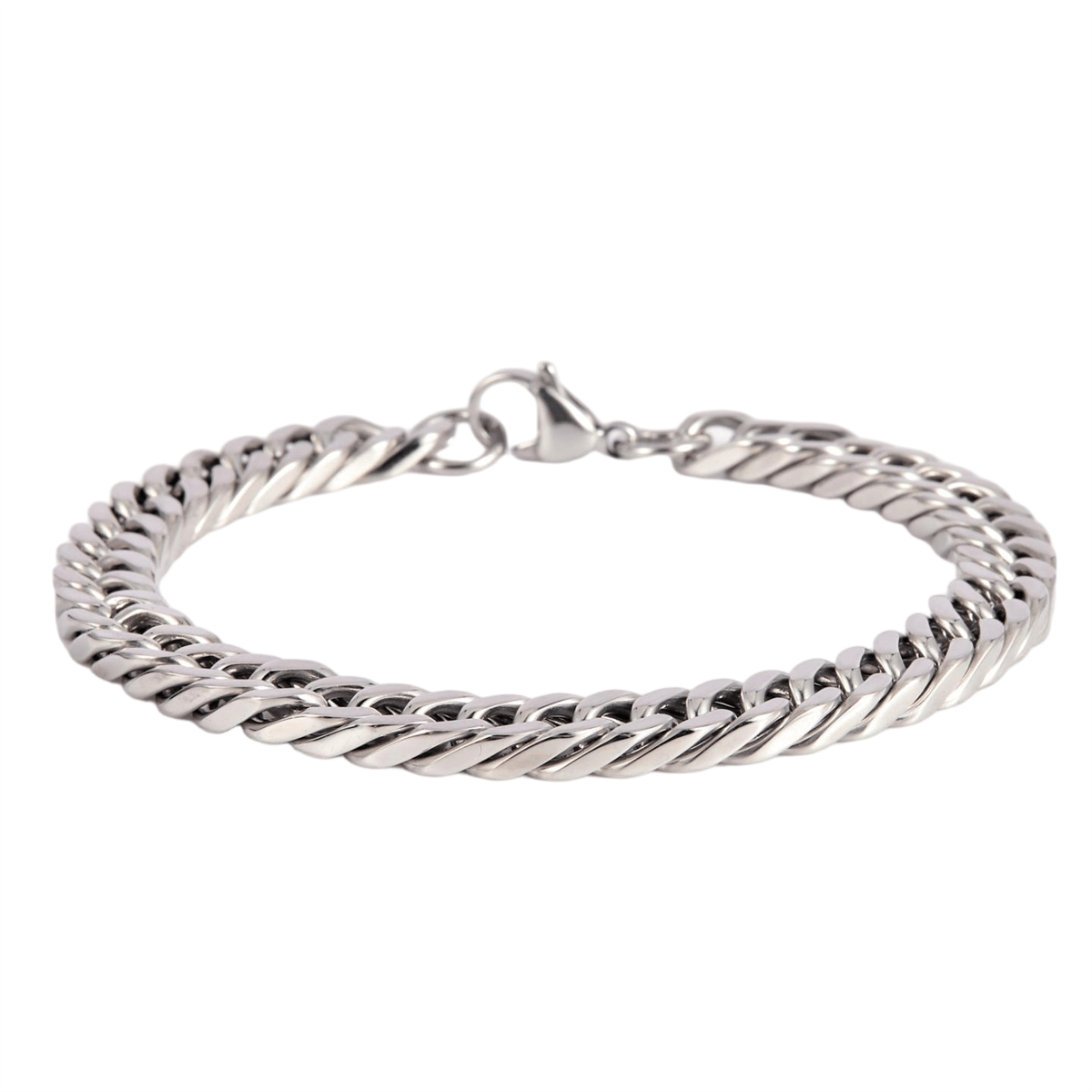 Click here for Mens Iron Saints 8mm Cuban Link Silver-Tone Bracel... prices