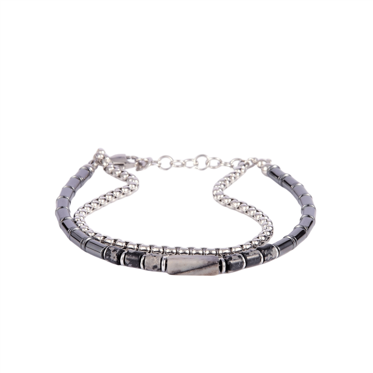 Click here for Mens Iron Saints Silver Dual-Layer Blue Bead Id Pl... prices