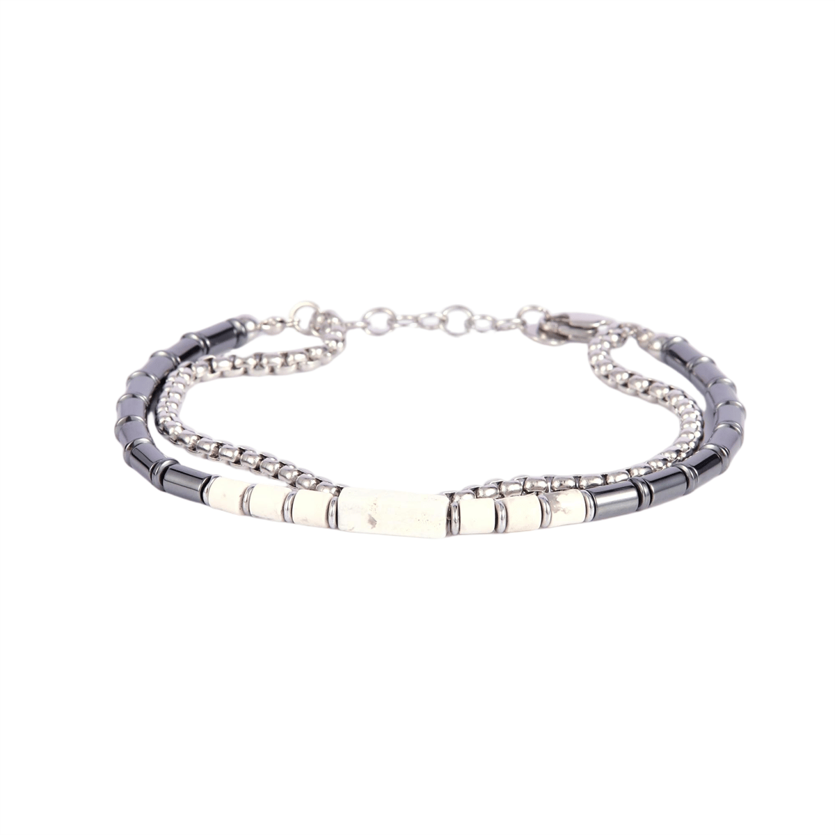 Click here for Mens Iron Saints White Hematite Bead Multi Strand... prices